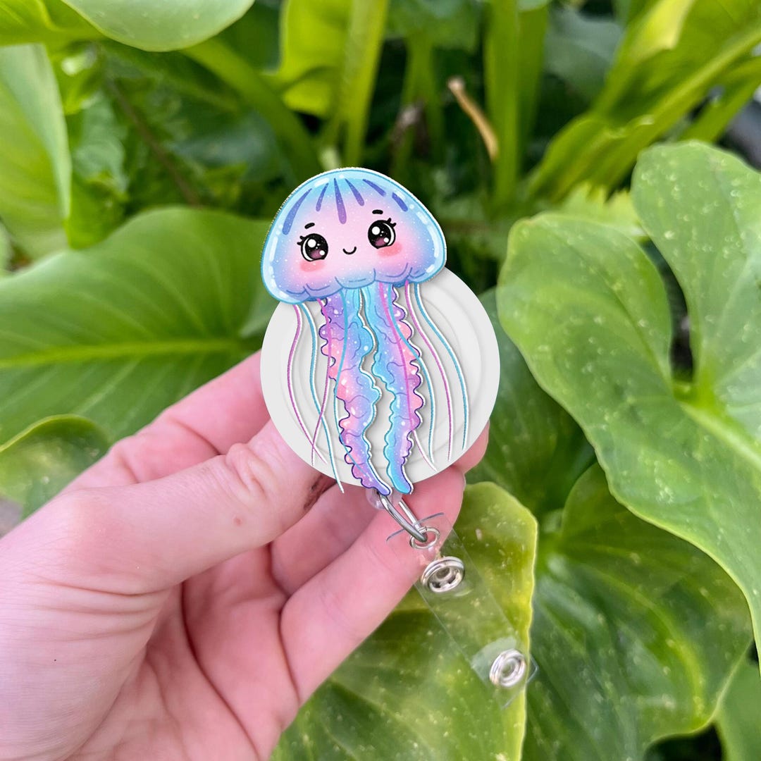 Cute Jellyfish Badge Reel, Nurse Badge Holder, Ocean Theme ID Clip ...