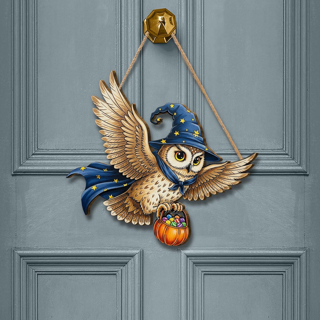 Halloween Owl Wooden Door Sign: Witchy Fall Decor - Etsy