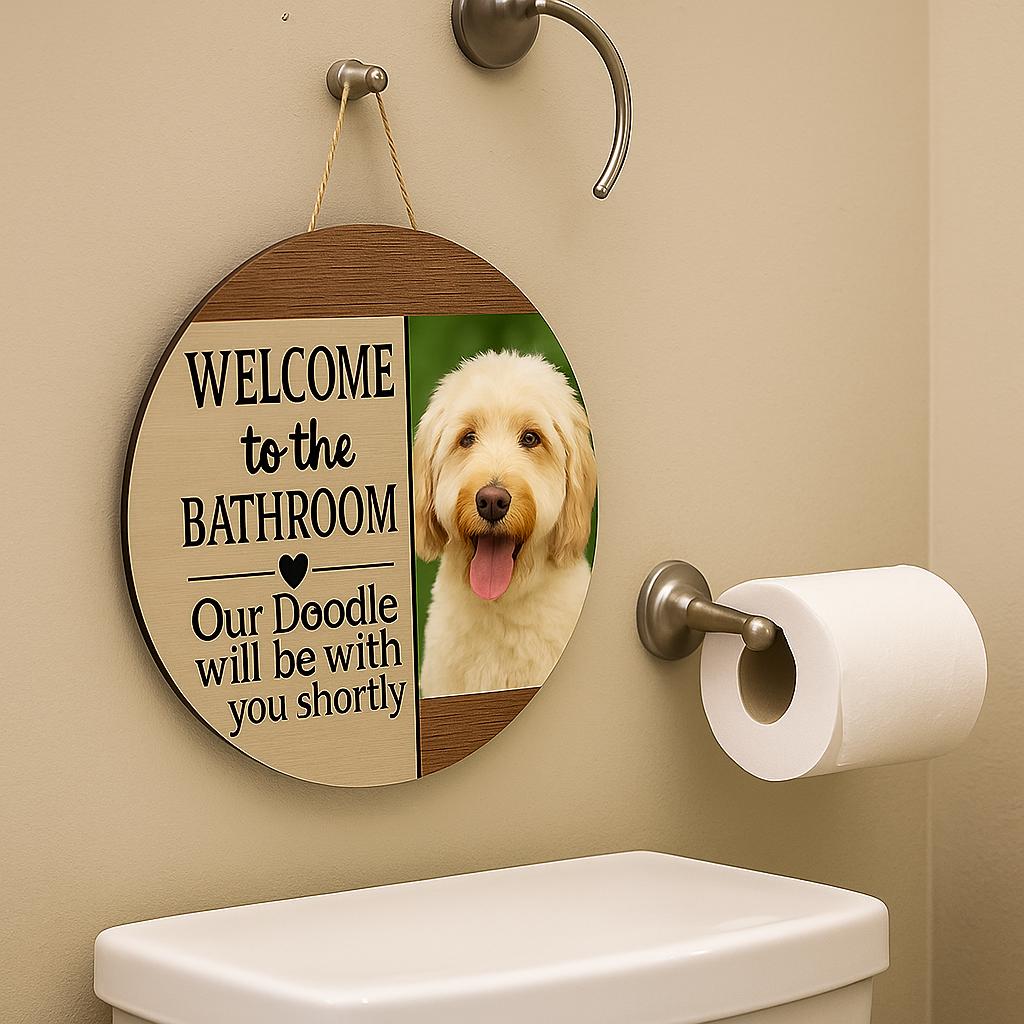 Personalized Dog Bathroom Sign: Funny Doodle Decor, Custom Pet Gift - Etsy