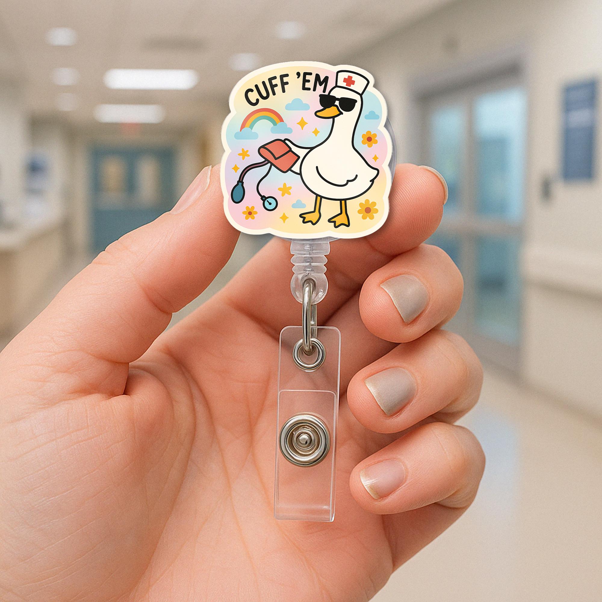 Funny Goose Badge Reel: Nurse ID Holder, Cuff 'em Duck Clip - Etsy