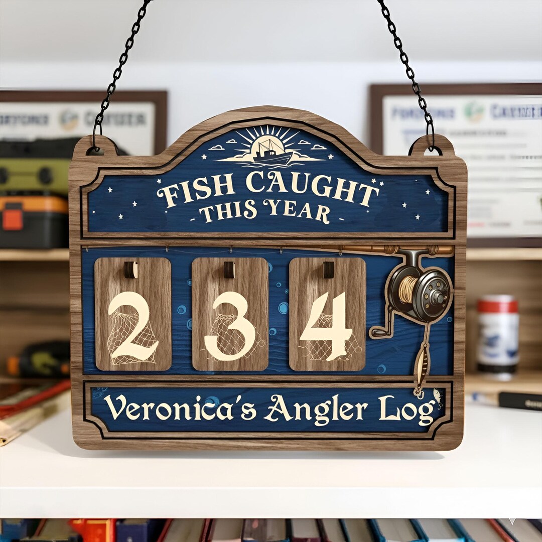 Personalized Fisher Tracker Sign: Fish Caught This Year Counter, Angler ...