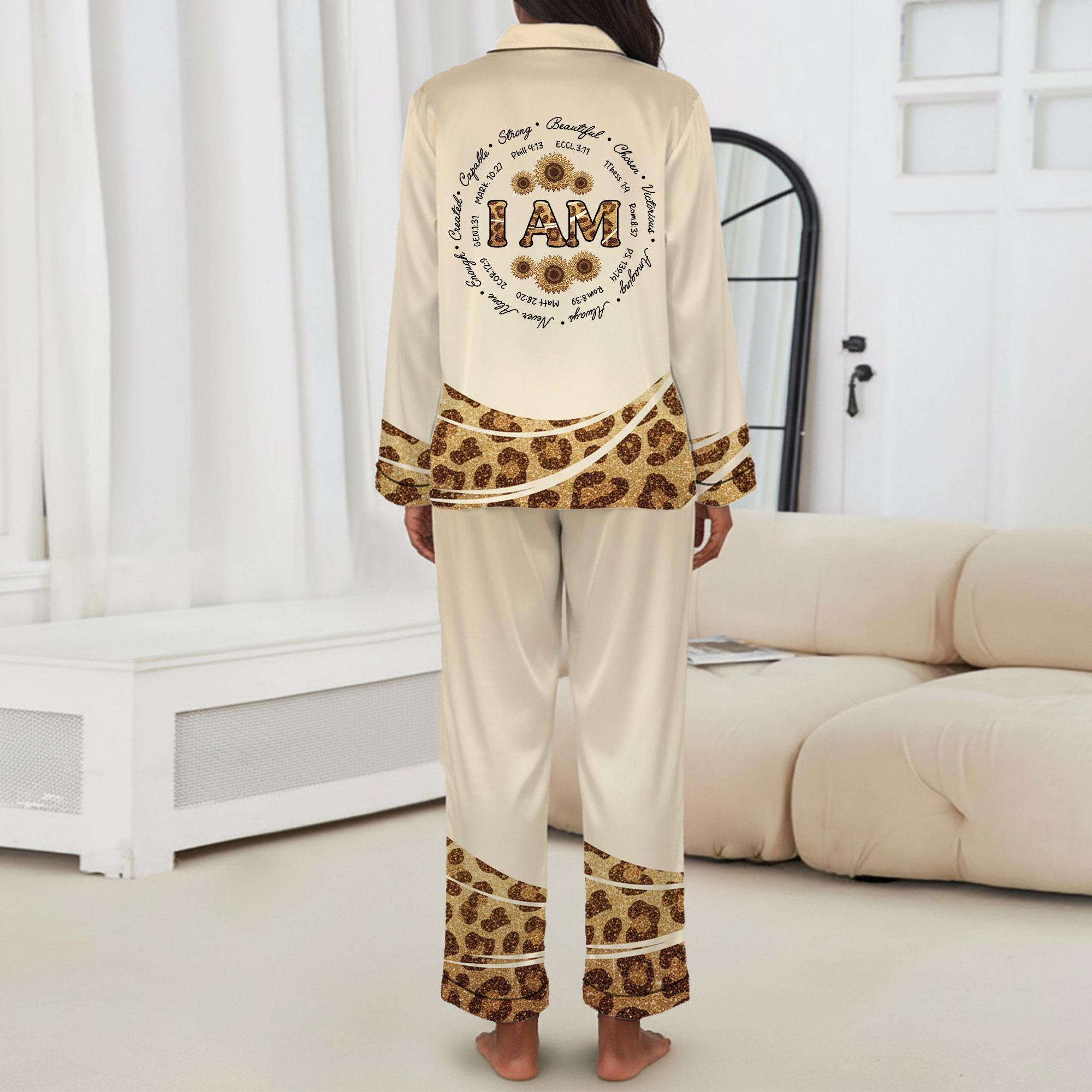 Custom Satin Pajama Set: Personalized Black Girl Affirmation Leopard ...