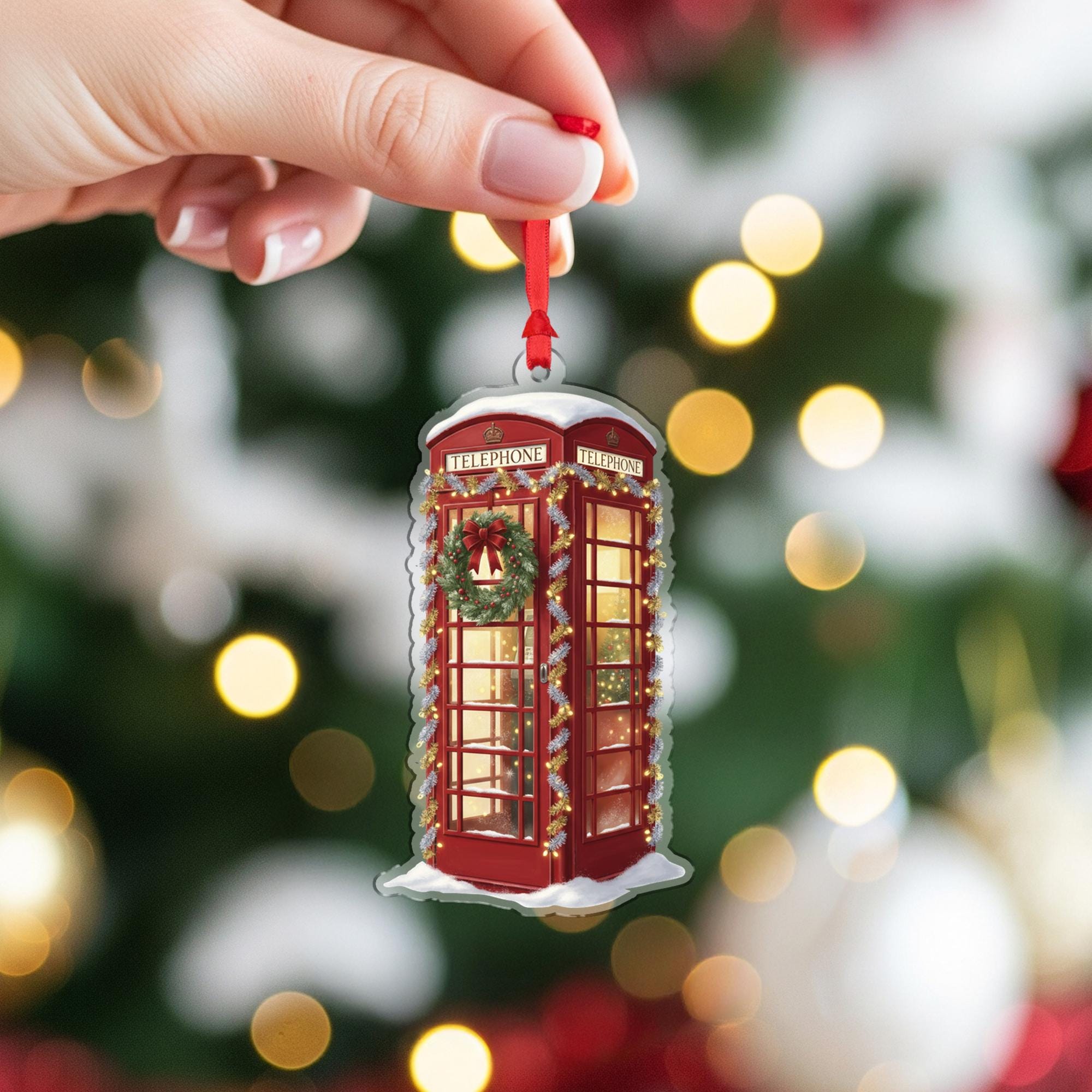 Red Telephone Booth Christmas Ornament – London Holiday Decor - Etsy