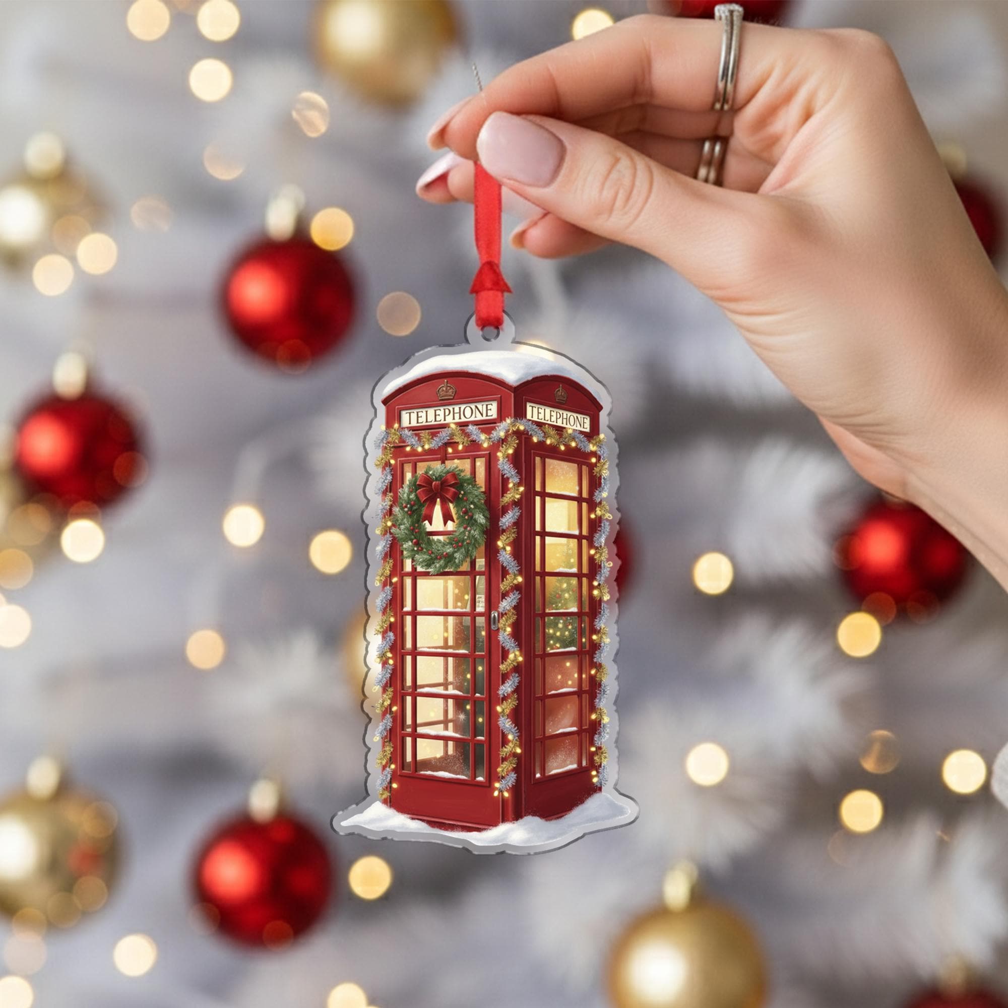 Red Telephone Booth Christmas Ornament – London Holiday Decor - Etsy