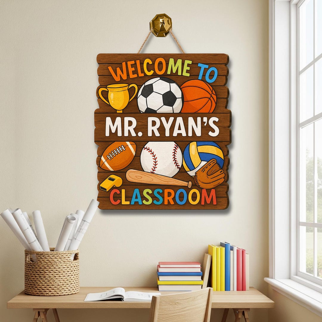 Personalized Sports Theme Classroom Door Sign: Teacher Welcome Decor - Etsy