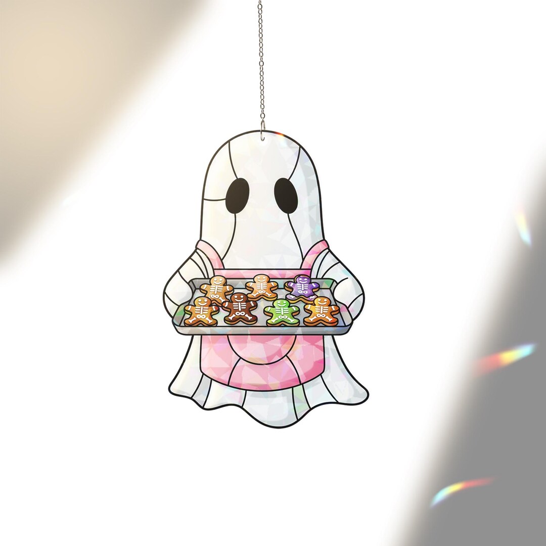 Holographic Ghost Baker Suncatcher: Halloween Cookie Window Art - Etsy