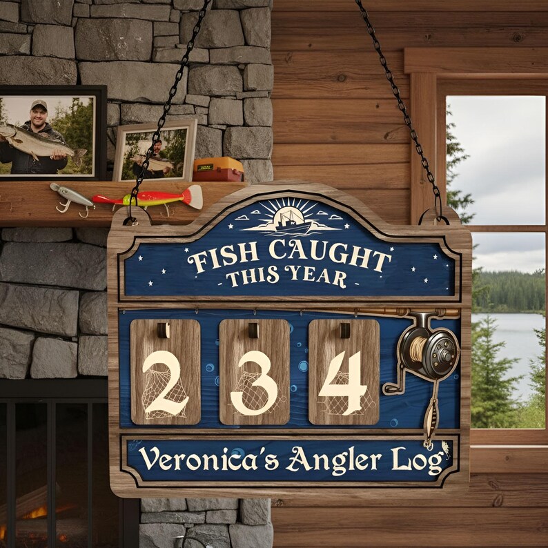 Personalized Fisher Tracker Sign: Fish Caught This Year Counter, Angler ...