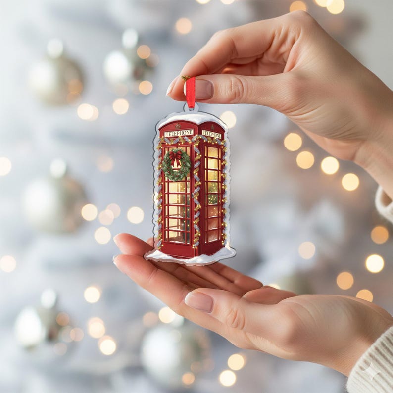 Red Telephone Booth Christmas Ornament – London Holiday Decor - Etsy