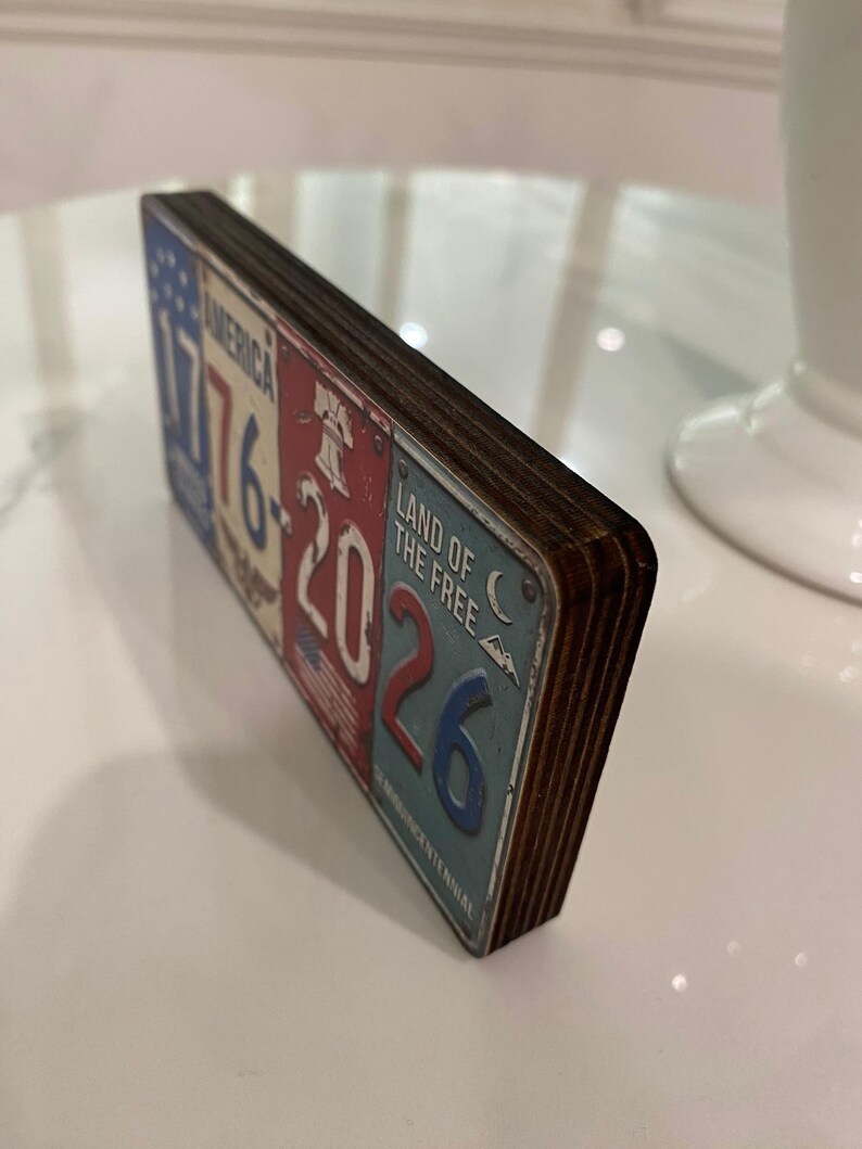 USA 250th Anniversary Block Sign: Rustic License Plate Art 1776-2026 ...