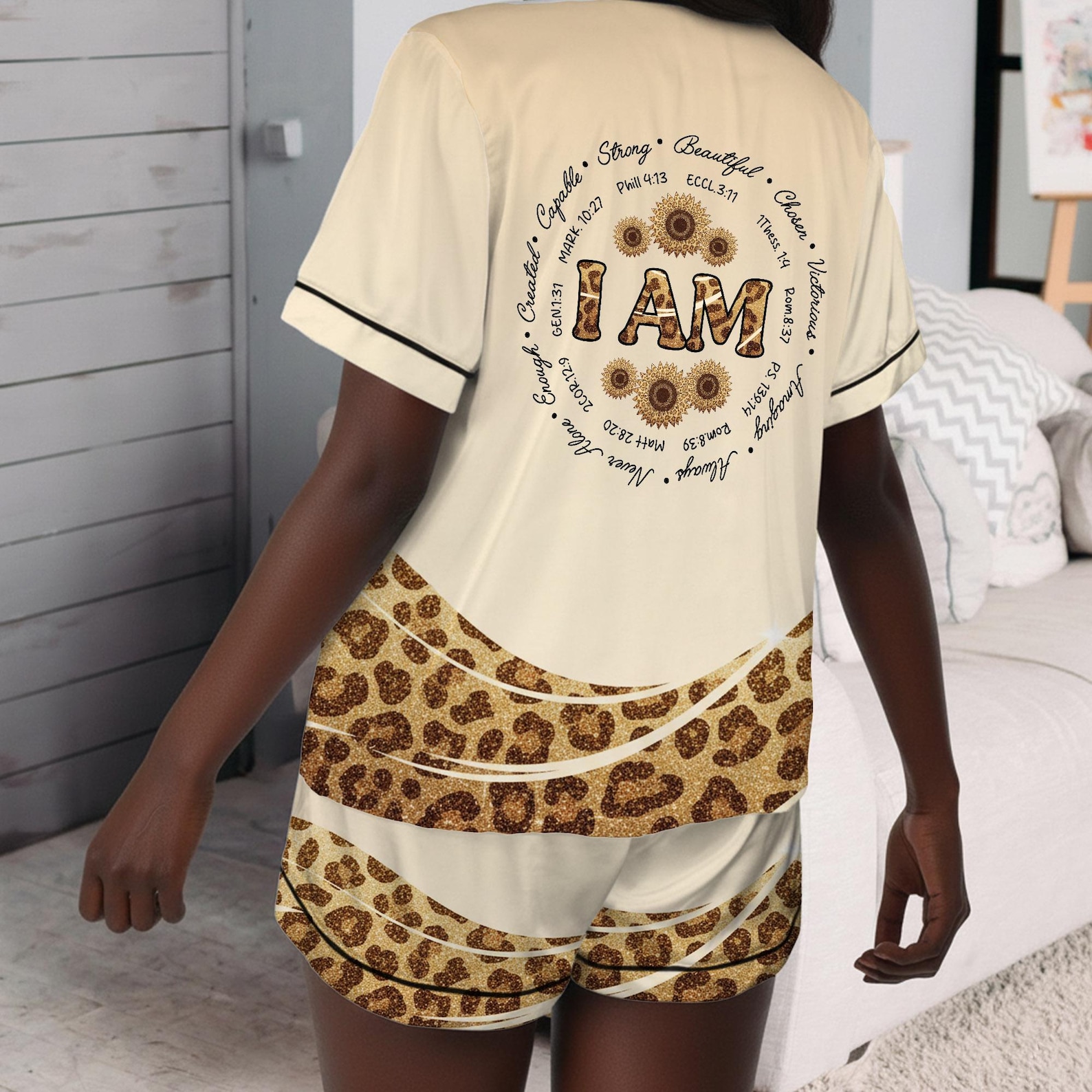 Custom Satin Pajama Set: Personalized Black Girl Affirmation Leopard ...