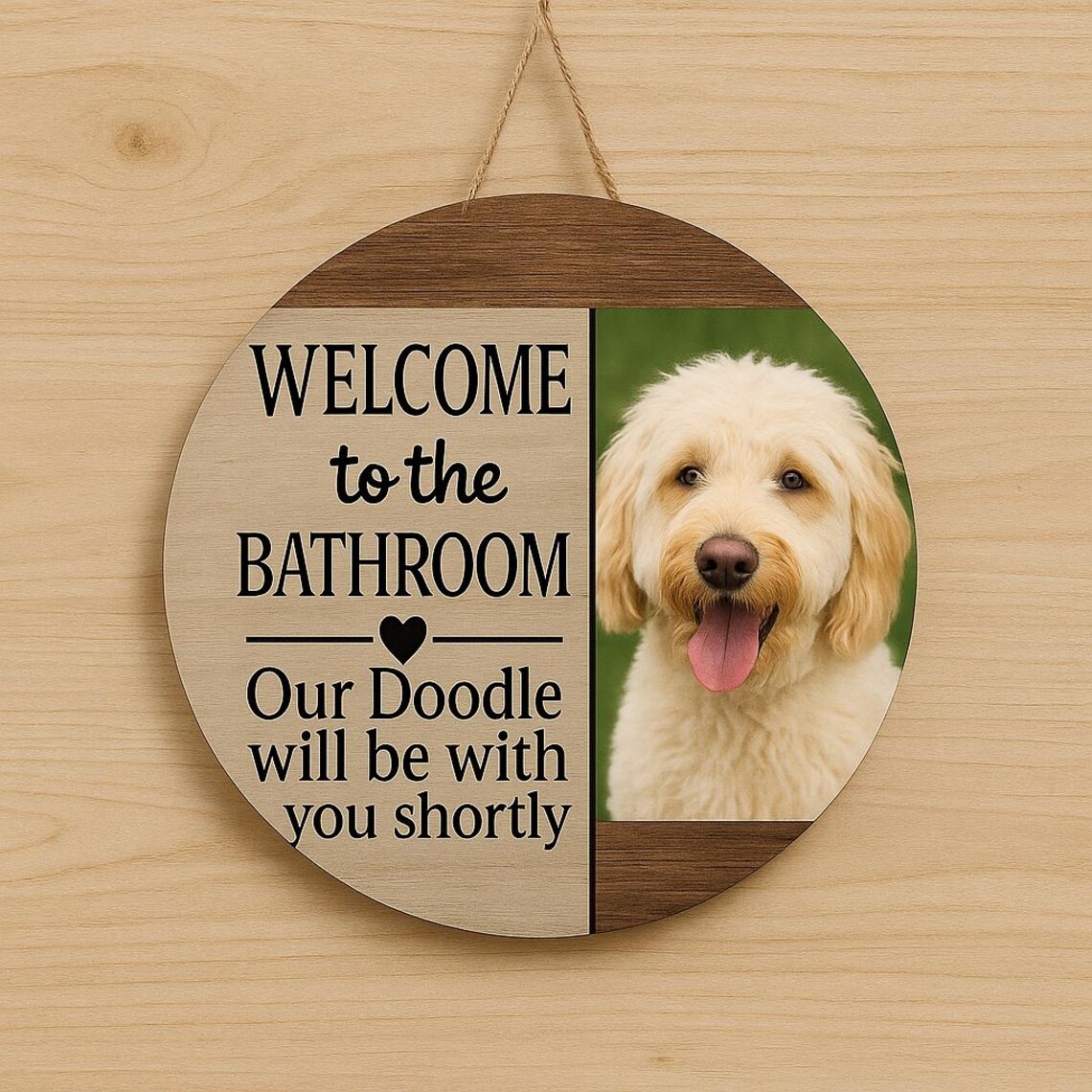 Personalized Dog Bathroom Sign: Funny Doodle Decor, Custom Pet Gift - Etsy