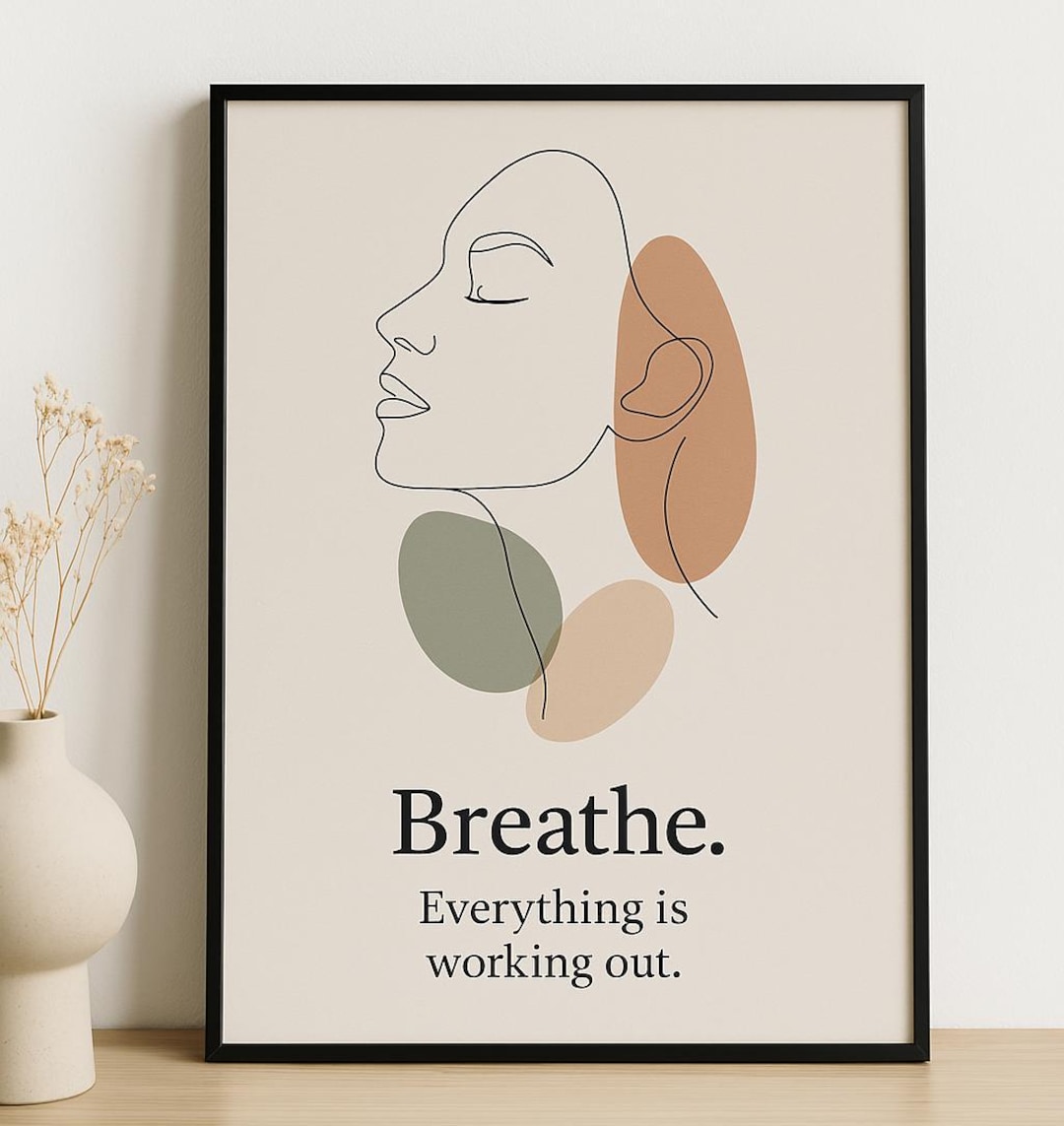 Breathe Line Art Poster – Minimalist Printable Wall Art – Modern ...