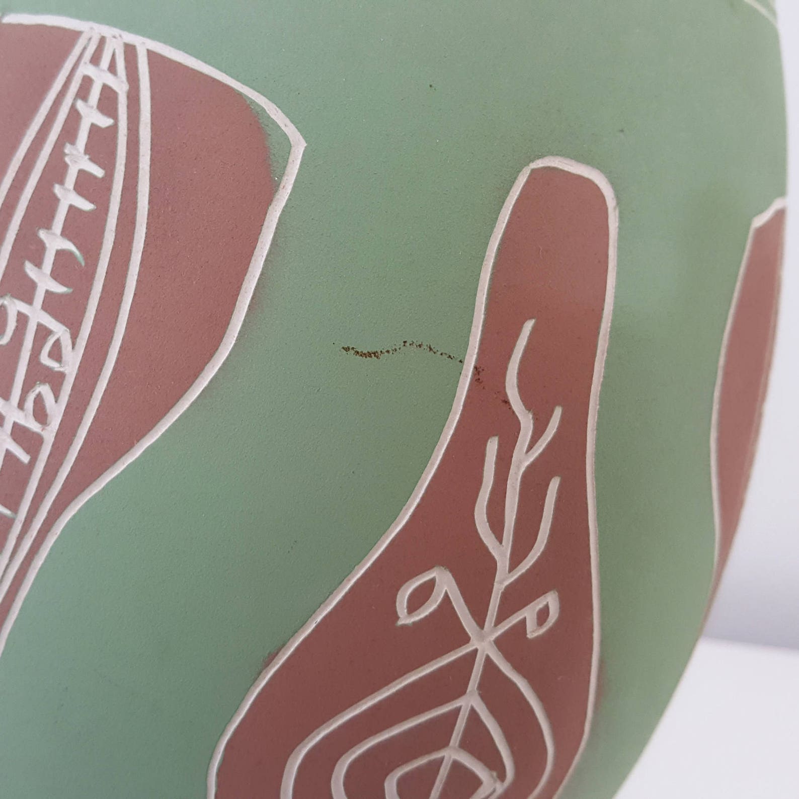 Mid-century Modern Biomorphic Green Pottery & Teak Lamp Desk - Etsy