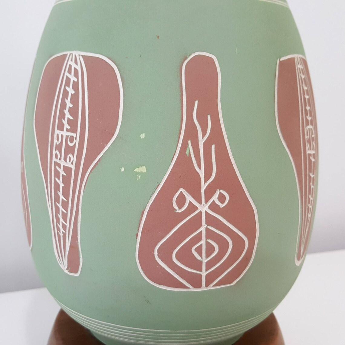 Mid-century Modern Biomorphic Green Pottery & Teak Lamp Desk - Etsy