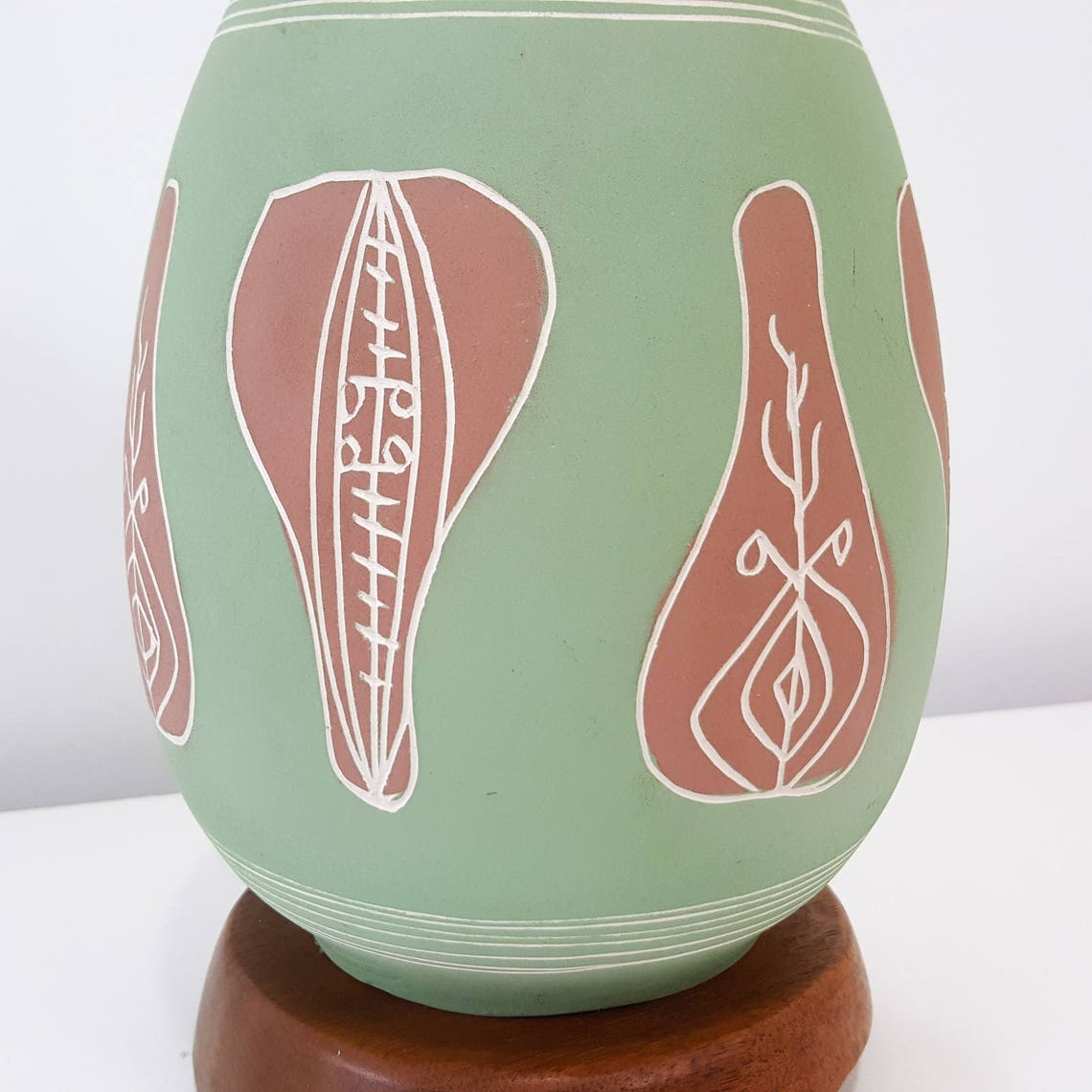 Mid-century Modern Biomorphic Green Pottery & Teak Lamp Desk - Etsy