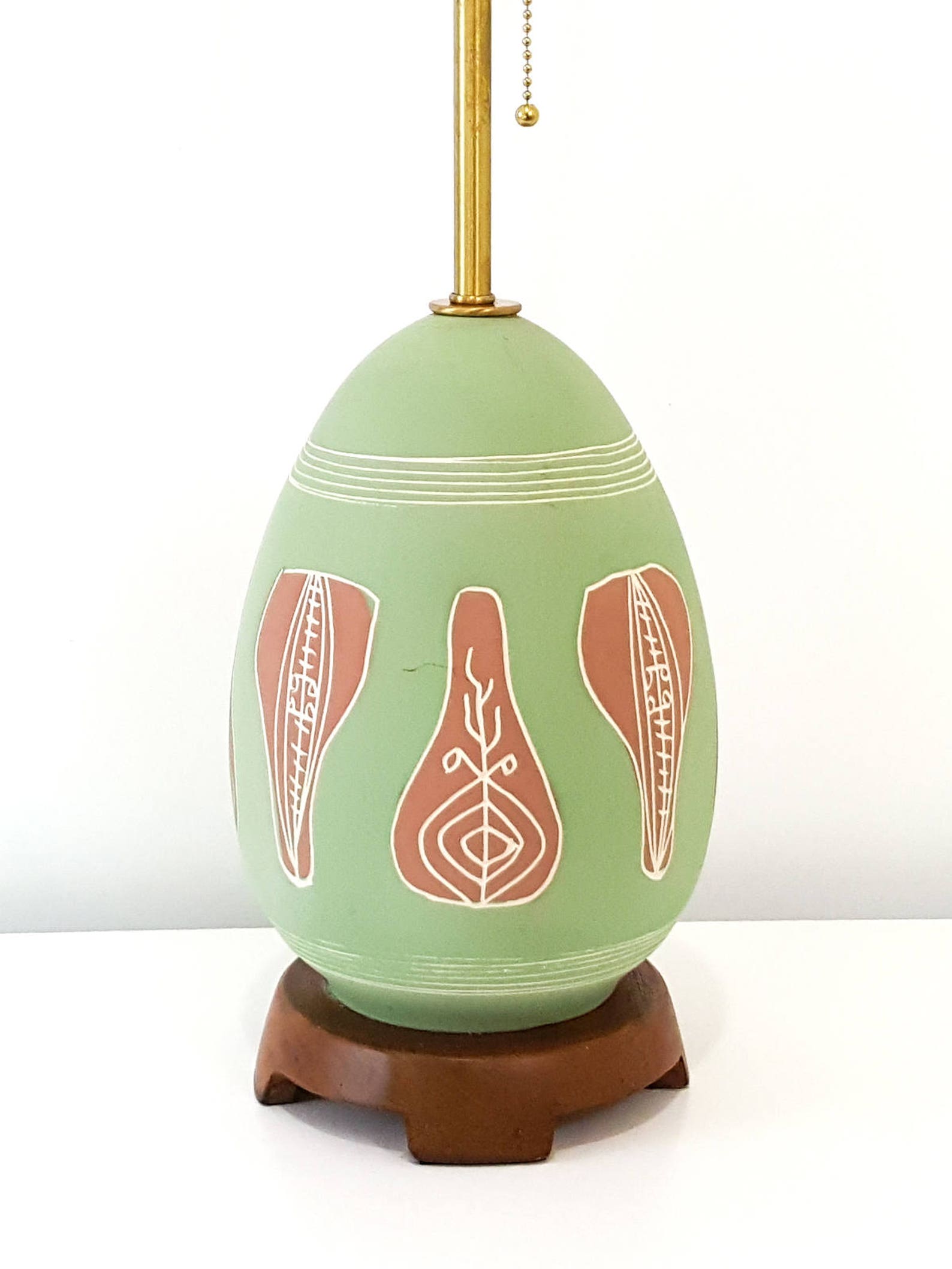 Mid-century Modern Biomorphic Green Pottery & Teak Lamp Desk - Etsy