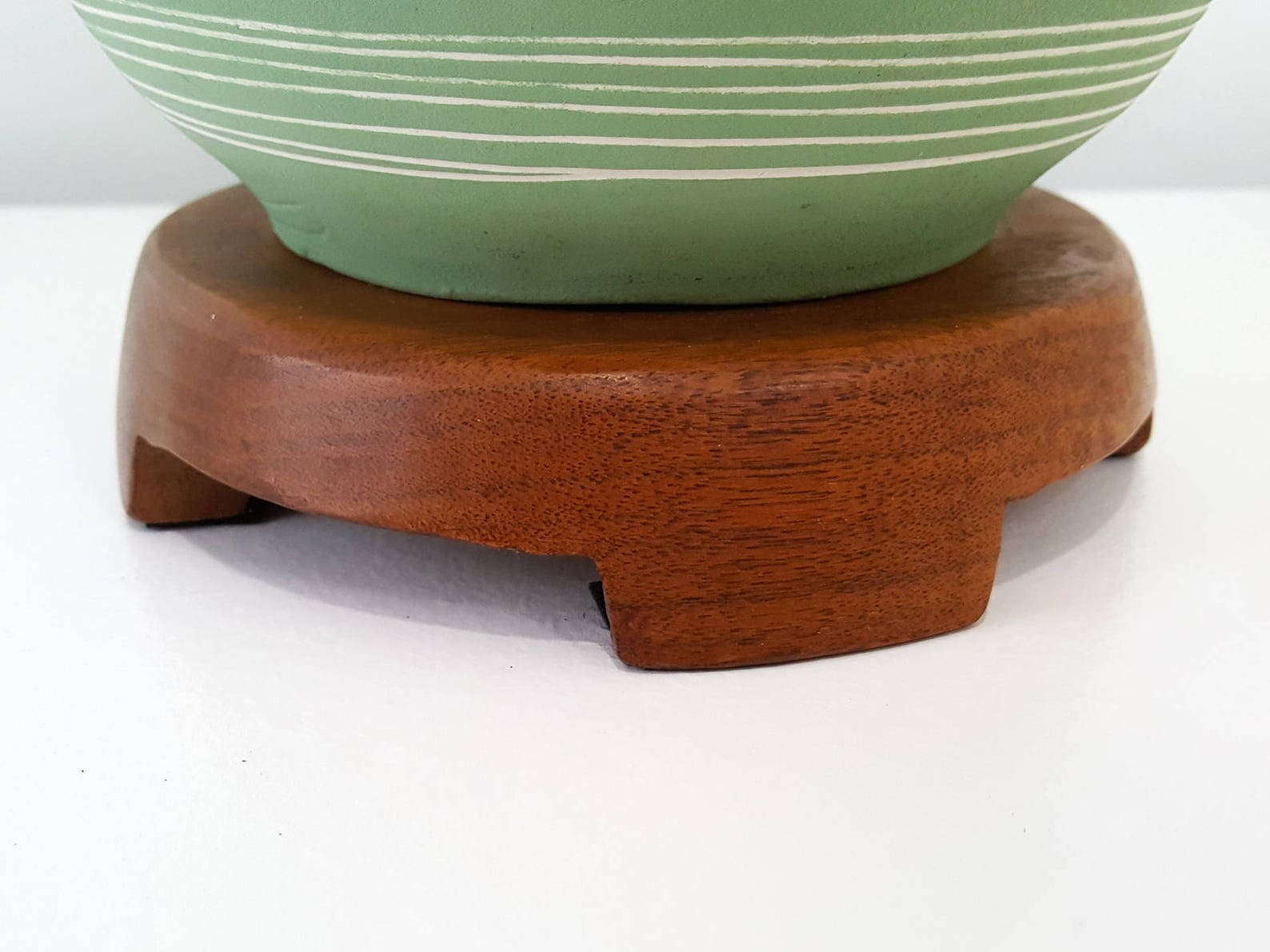 Mid-century Modern Biomorphic Green Pottery & Teak Lamp Desk - Etsy