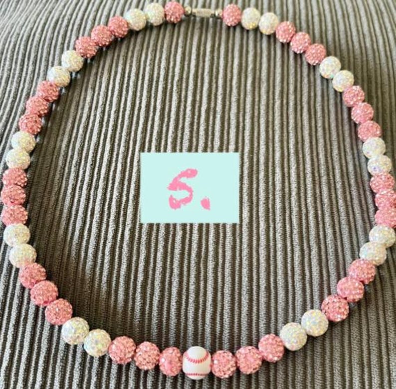 Sports Baseball Rhinestone Bead Drip Necklace, Baseball Necklace, Ice ...