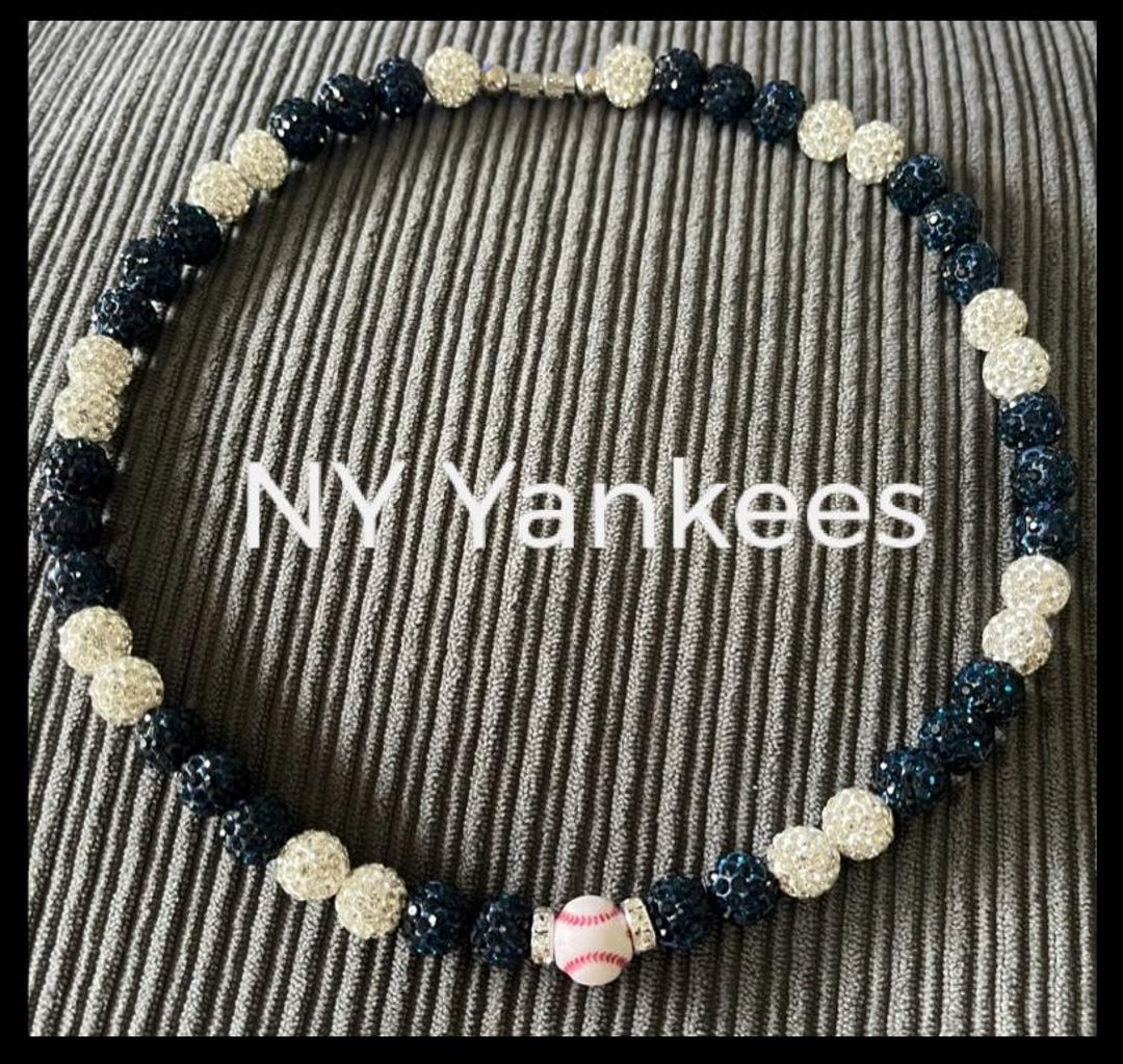 Sports Baseball Rhinestone Bead Drip Necklace, Baseball Necklace ...
