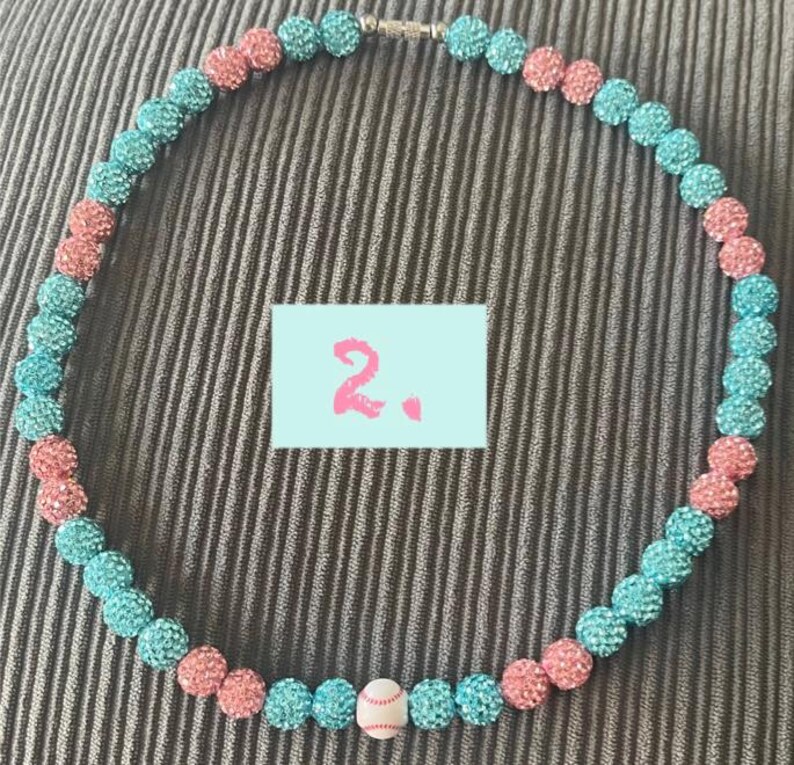 Sports Baseball Rhinestone Bead Drip Necklace, Baseball Necklace, Ice ...