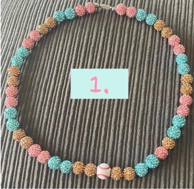 Sports Baseball Rhinestone Bead Drip Necklace, Baseball Necklace, Ice ...