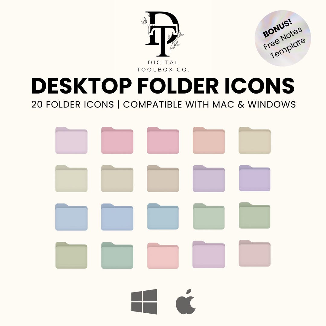 Modern Neutral Aesthetic Folder Icons for Desktop | 20 Soft Pastel PNG ...