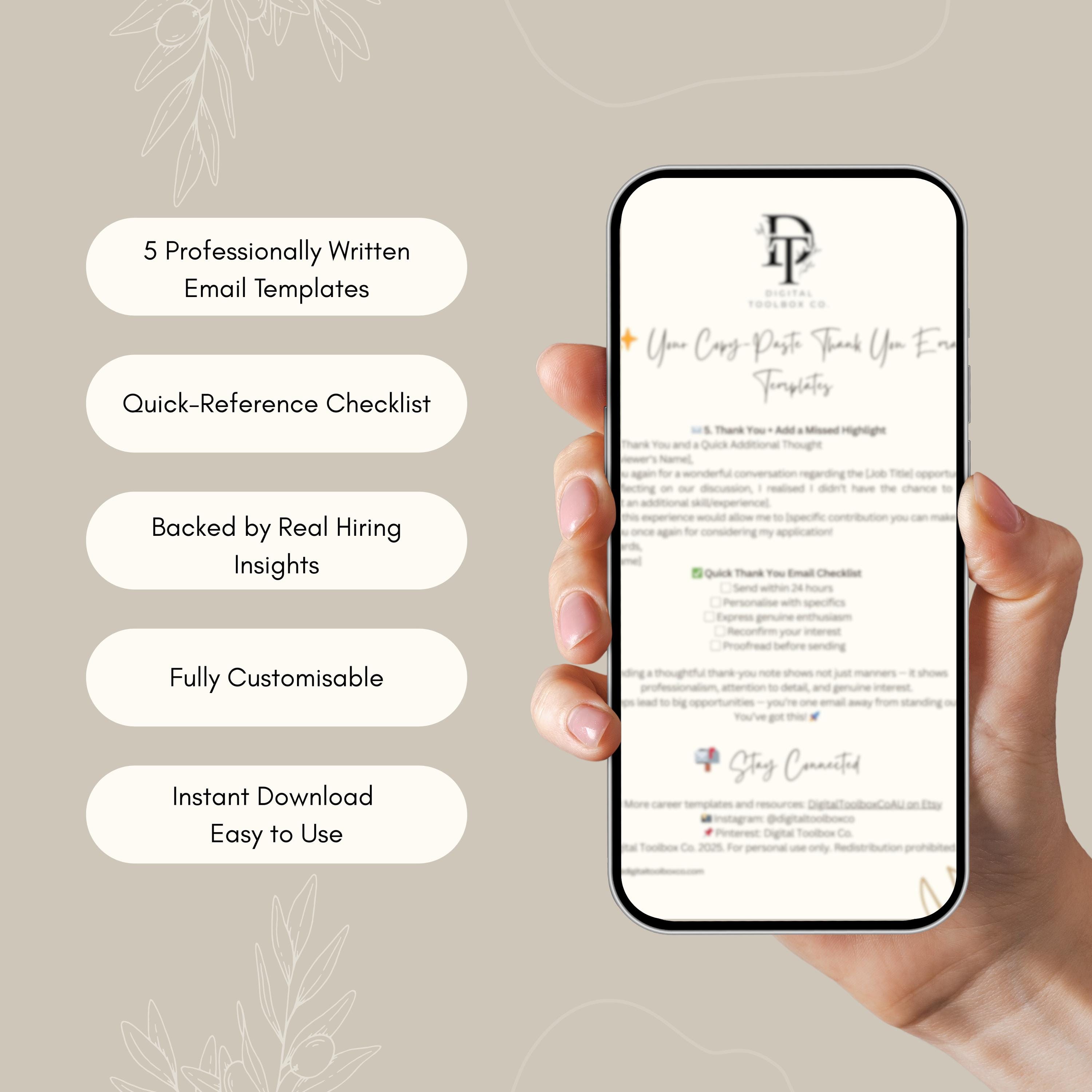 Interview Thank You Email Templates | Editable Job Interview Follow up ...