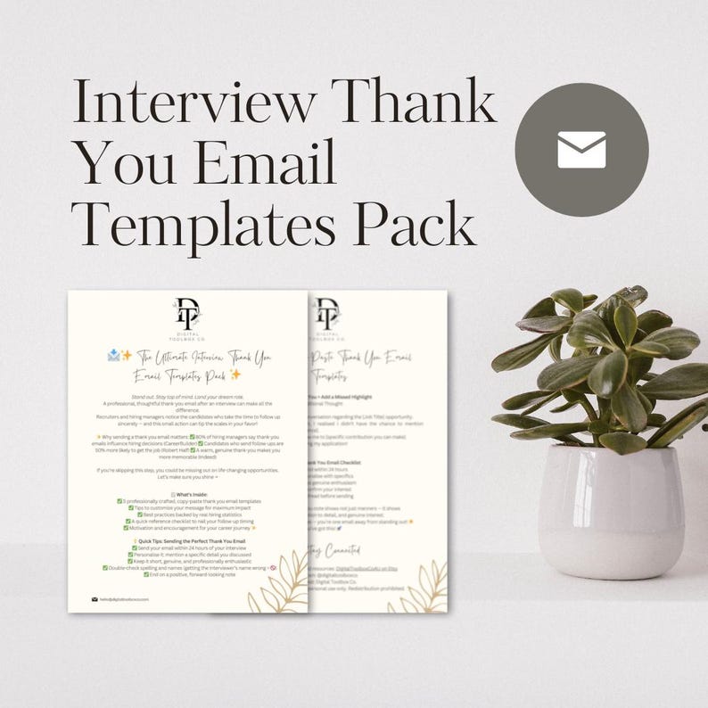 Interview Thank You Email Templates | Editable Job Interview Follow up ...