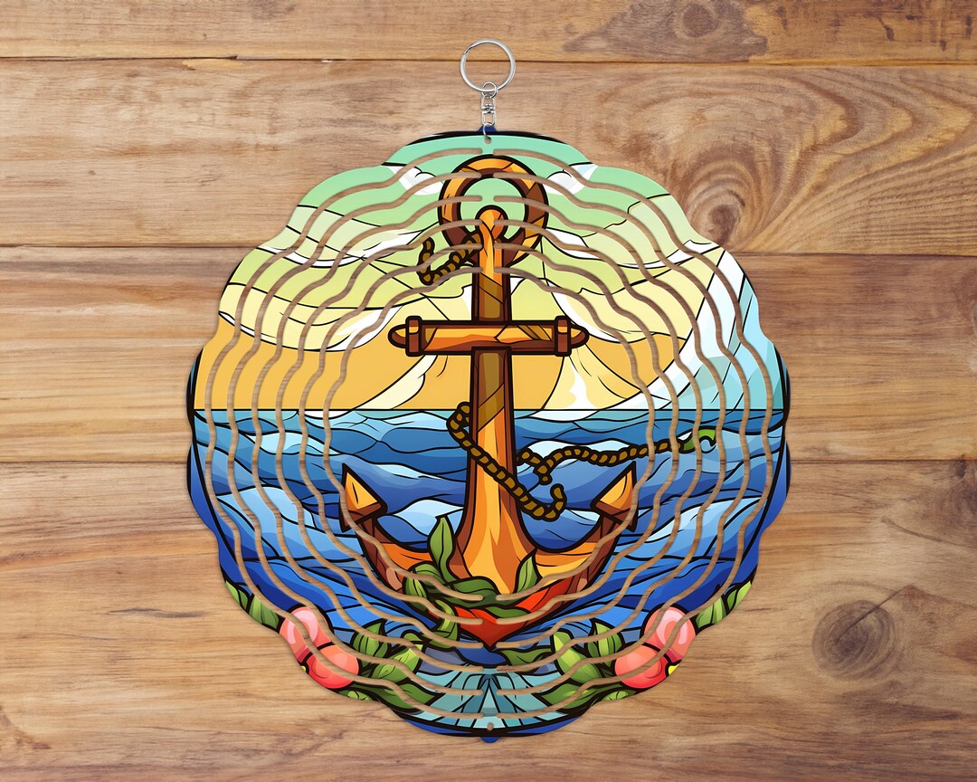 10” Nautical Anchor Wind Spinner – Coastal Outdoor & Indoor Metal Decor ...