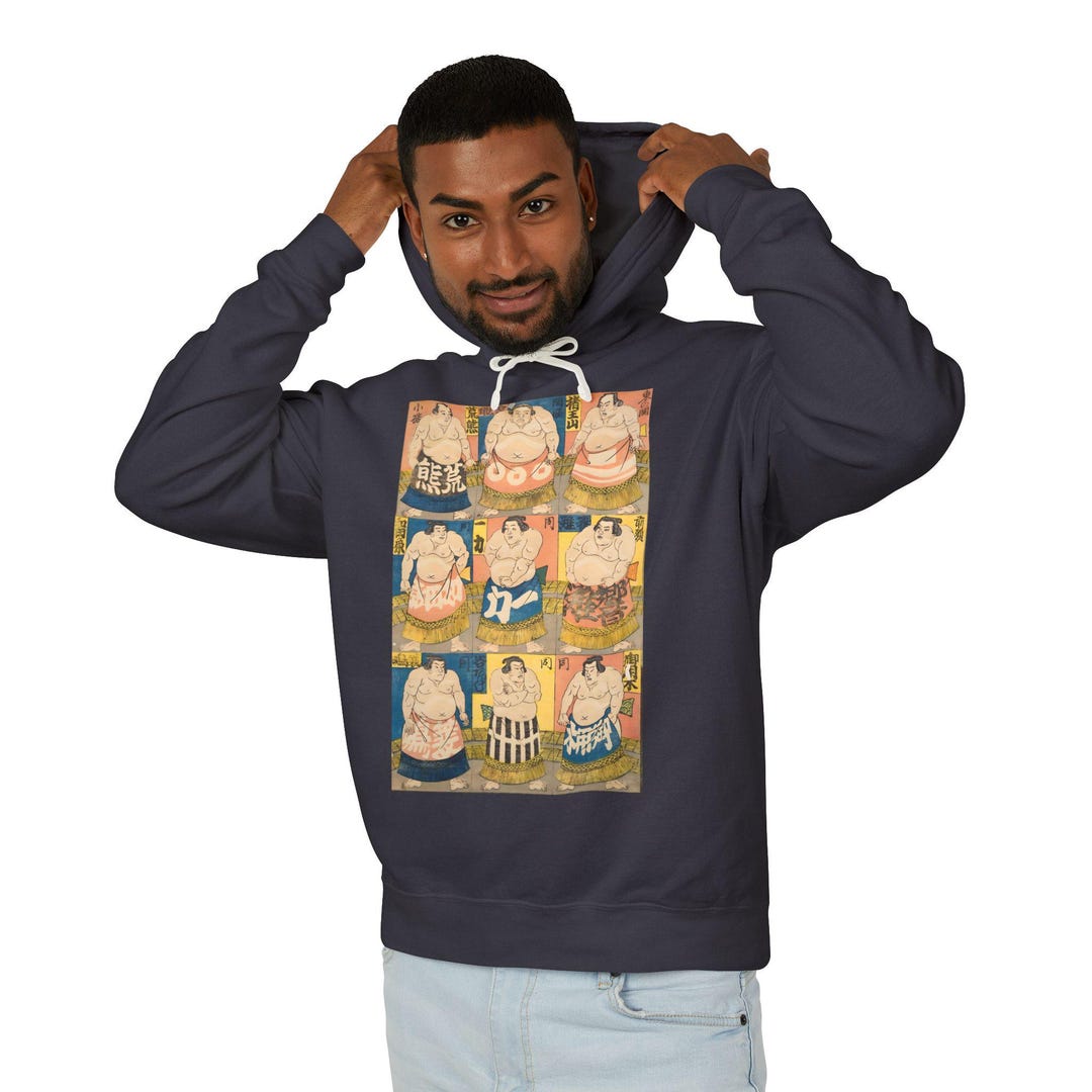 Vintage Japanese Sumo Wrestlers Ukiyo-e Hoodie – Traditional Edo Art ...