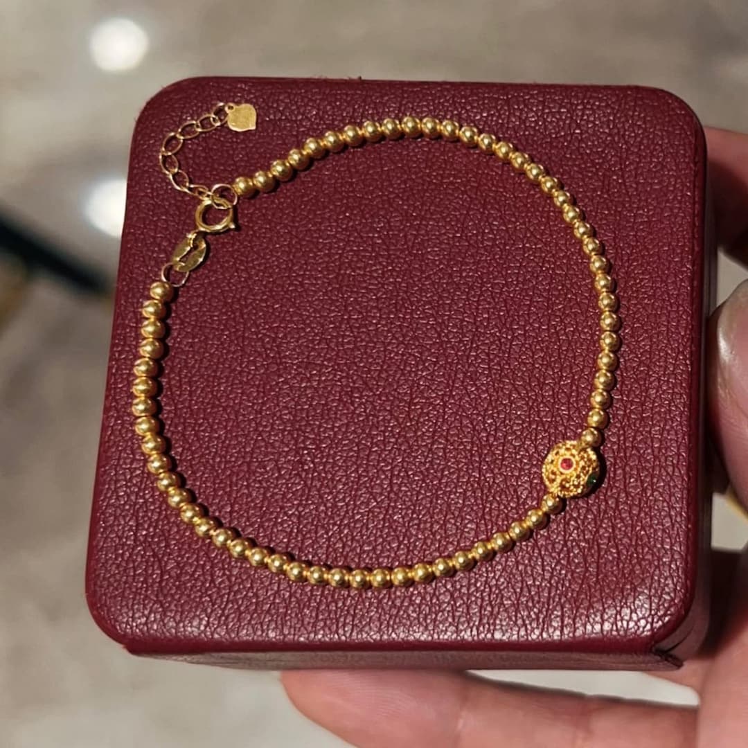18K Gold Hydrangea Bead Bracelet • Solid 18K Hard Gold Bamboo Chain - Etsy