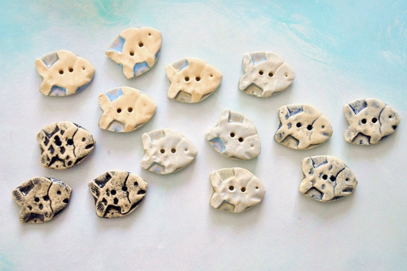 Little Fish Buttons Glazed Ceramic Fish Buttons Handmade | Etsy