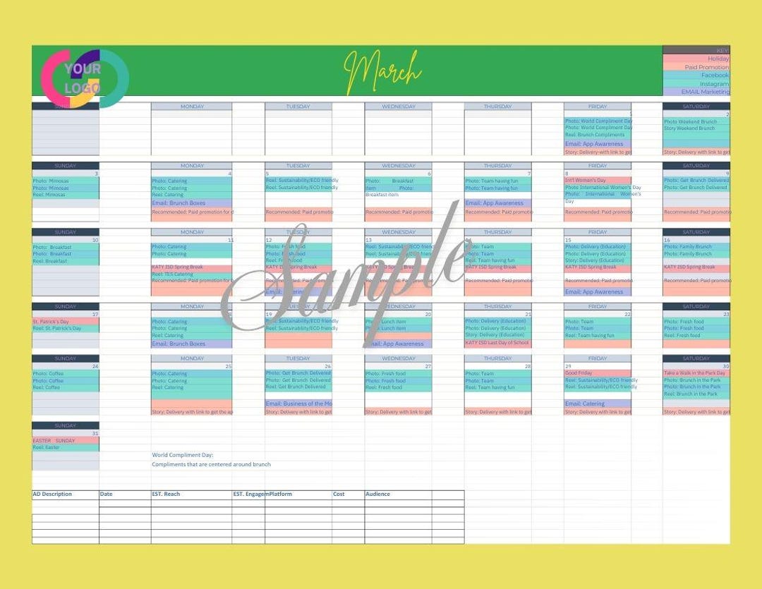 Social Media Planning Calendar - Etsy