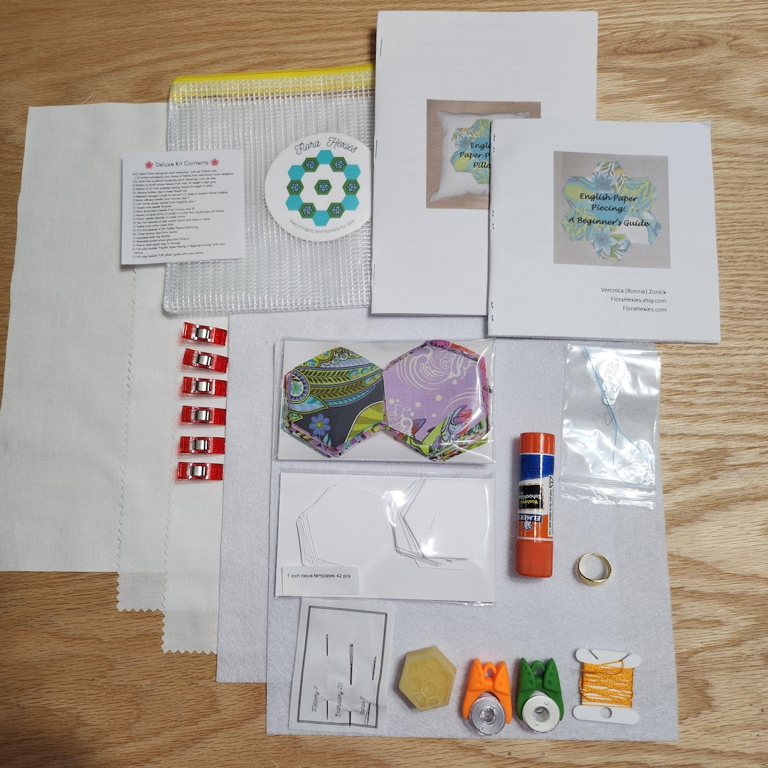 EPP Beginner Kit: 110-piece English Paper Piecing Hexies, Templates ...