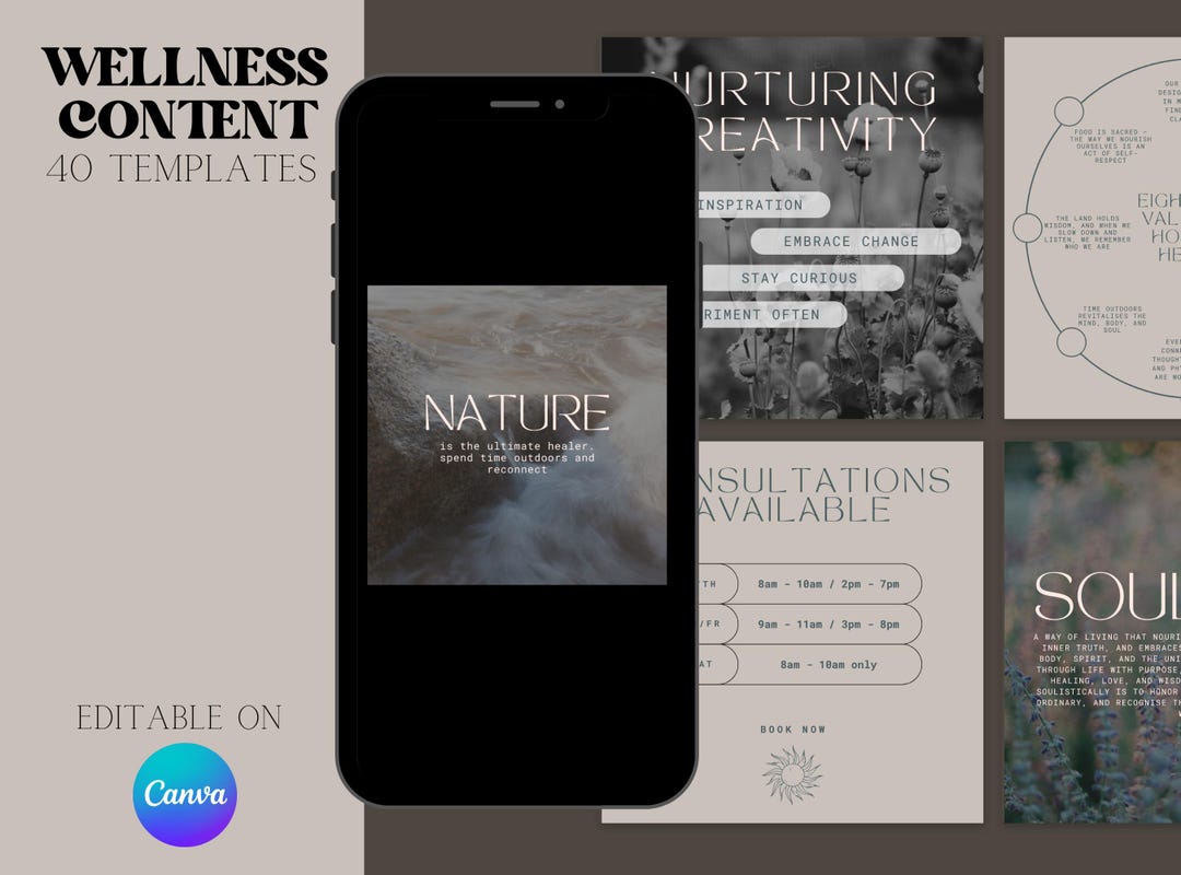 Holistic Templates, Canva Instagram Posts, Social Media Templates ...
