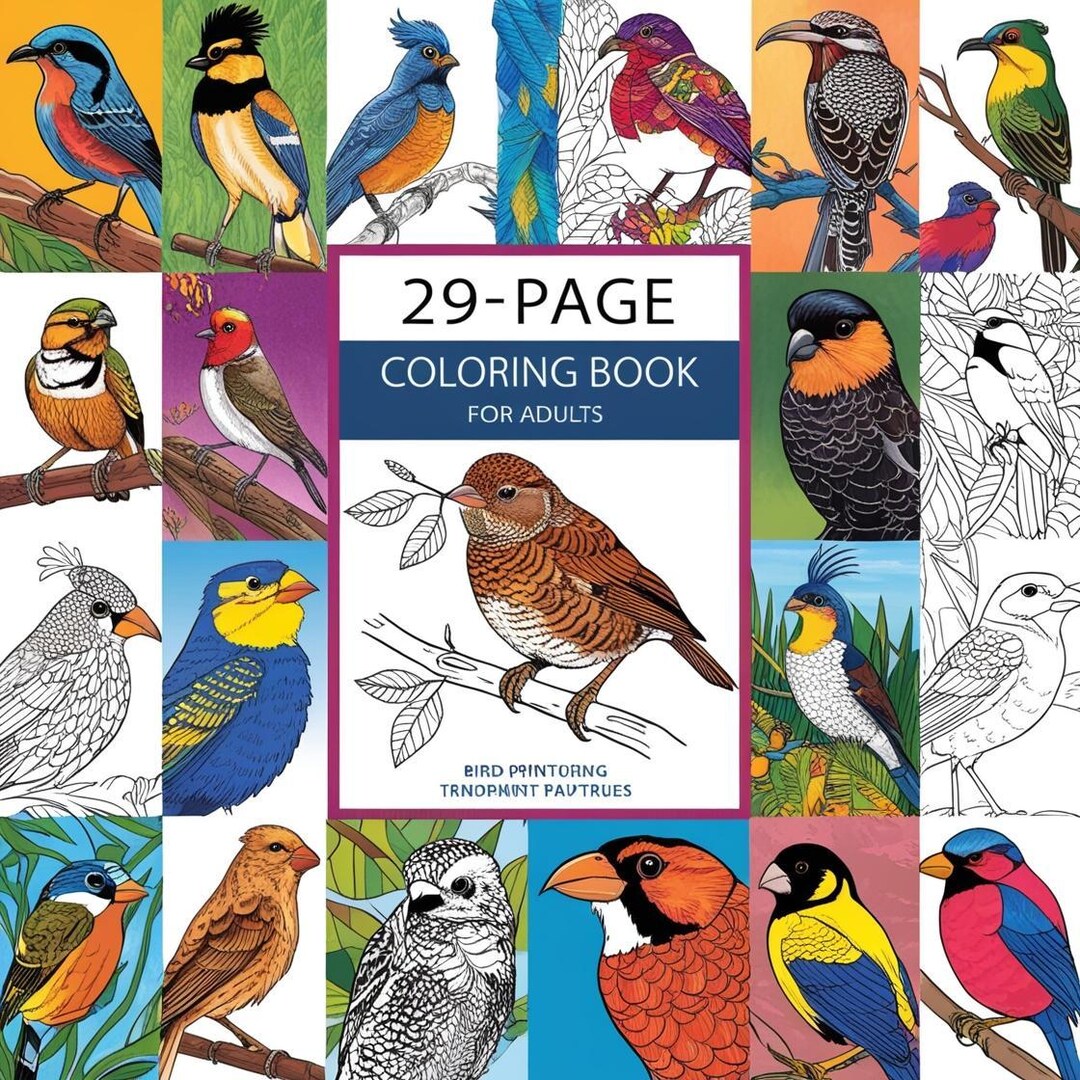 Feathers Fins: 29 Bird-themed Coloring Pages for Adults | Relaxing ...