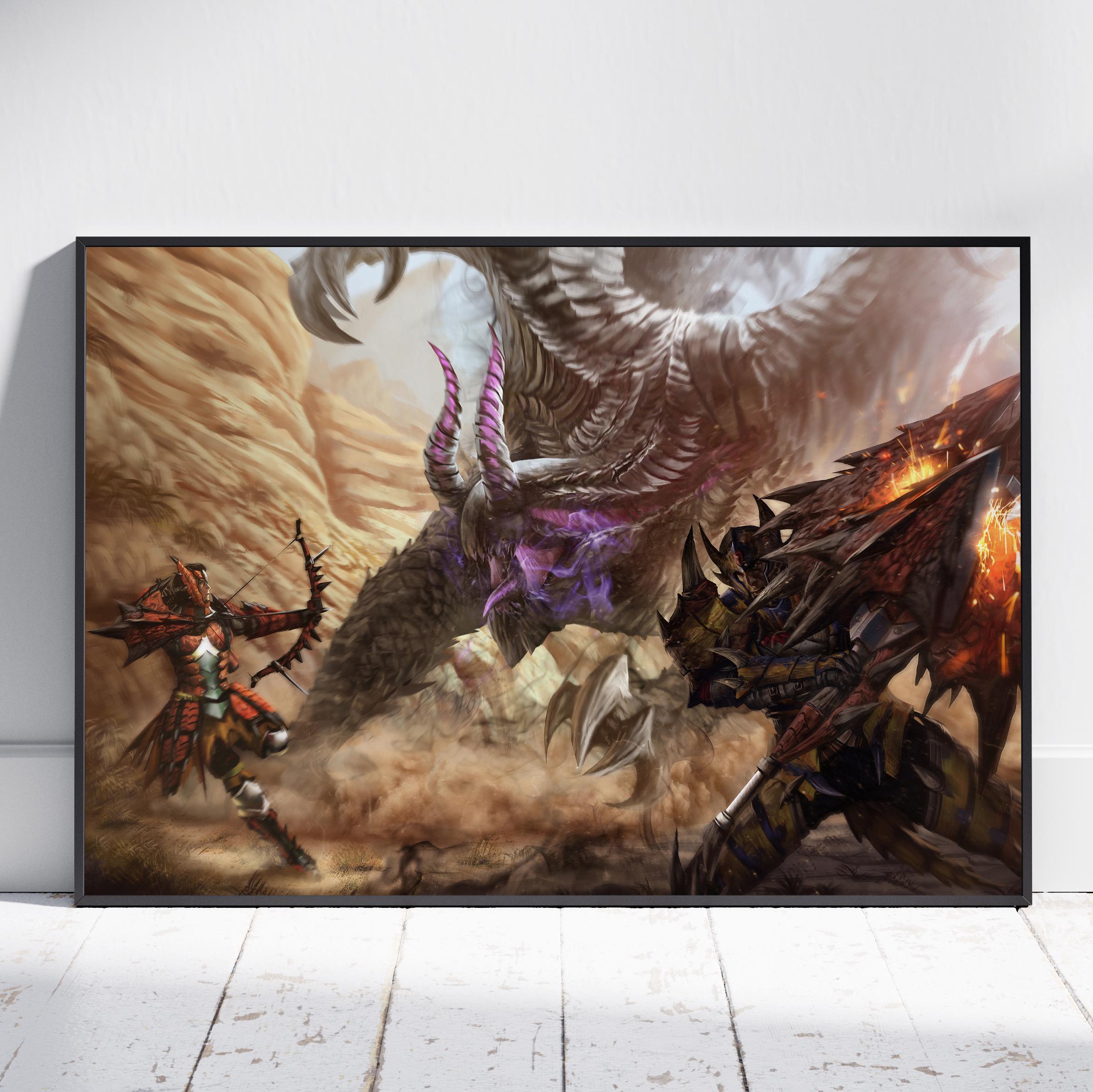 Monster Hunter World Poster, Wall Art, Game Poster, Home Decor, Rolled ...