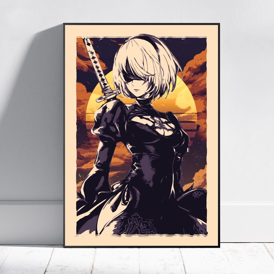 Nier Automata Poster | 2B Wall Art | Gaming Room Decor | Canvas Print ...
