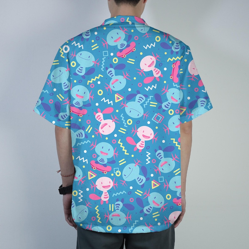 Wooper Hawaiian Shirt Cute Tropical Button up Shirt Summer Beach Short ...