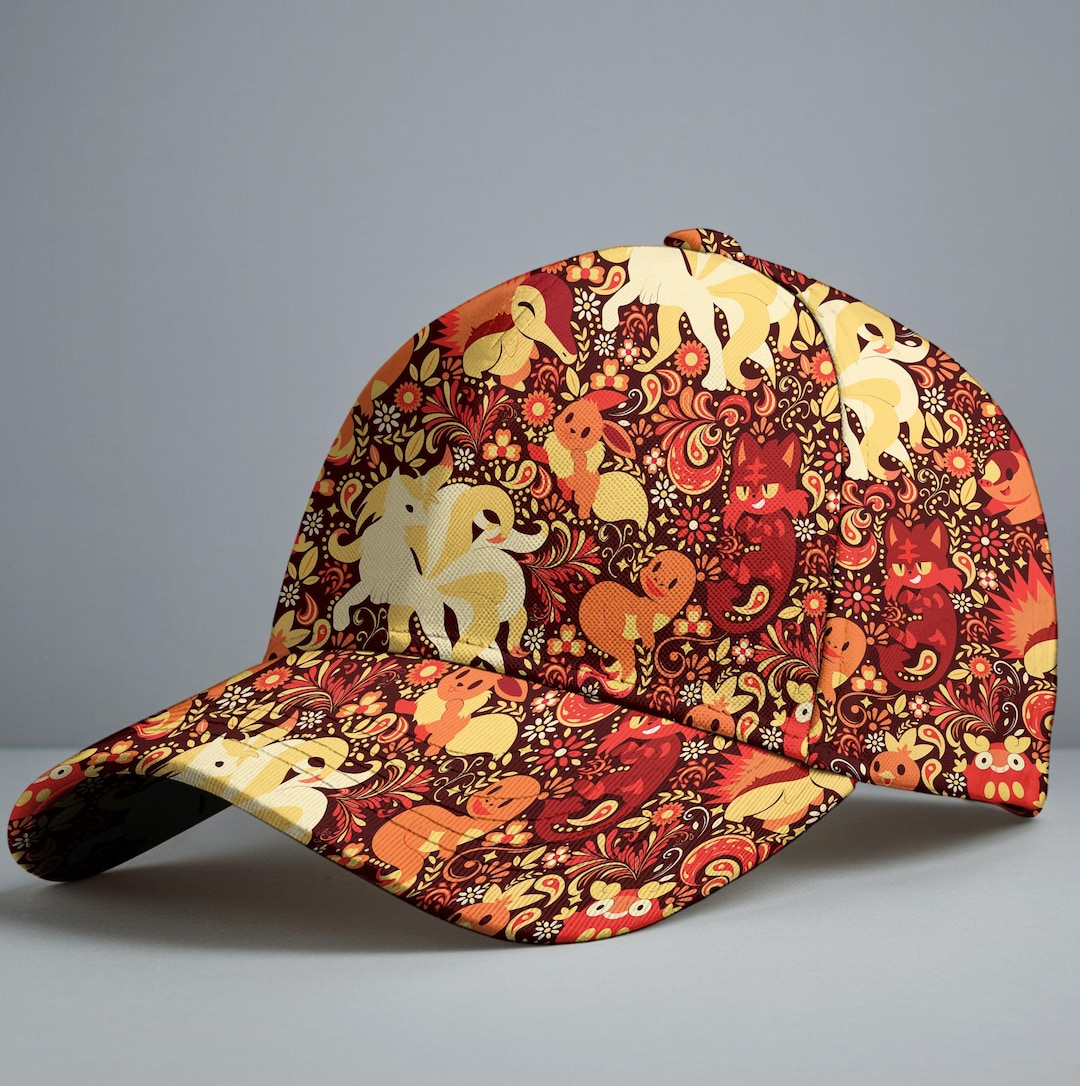 Eevee Charmander Baseball Cap, Cute Anime Character Pattern Hat, Fire ...