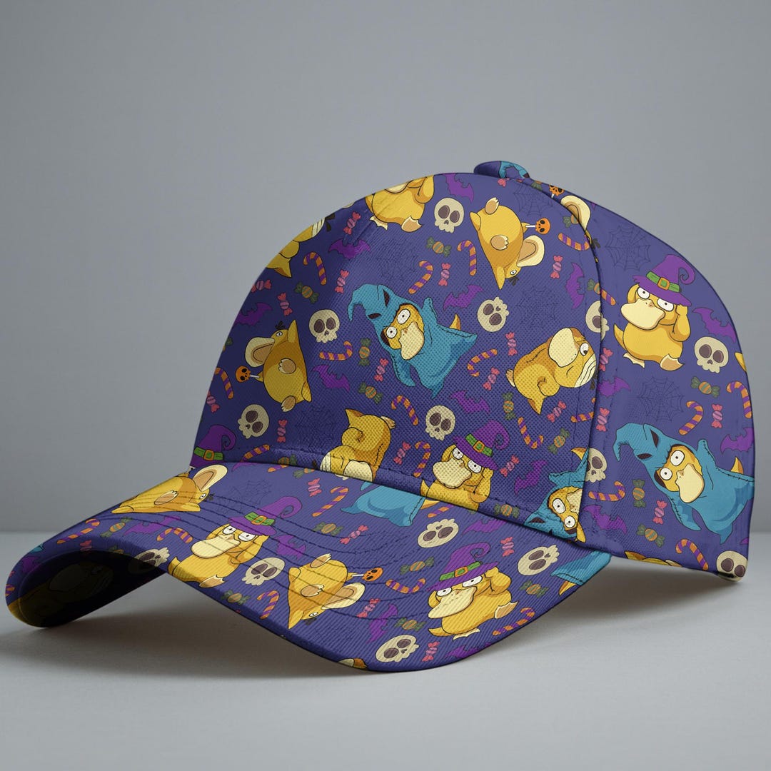 Psyduck Baseball Cap, Funny Psyduck Art Graphic Hat, Cute Anime Summer ...