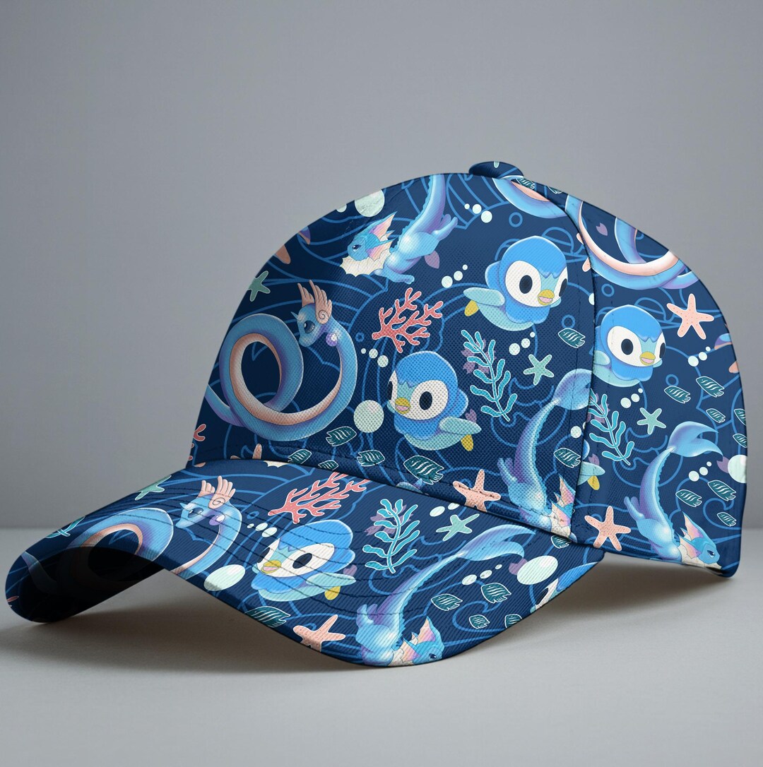 Piplup Baseball Cap, Cute Ocean Penguin Pattern Hat, Blue Sea Creatures ...