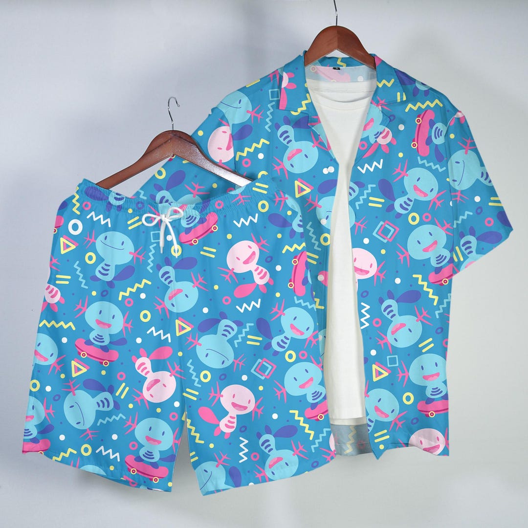 Wooper Hawaiian Shirt Cute Tropical Button up Shirt Summer Beach Short ...