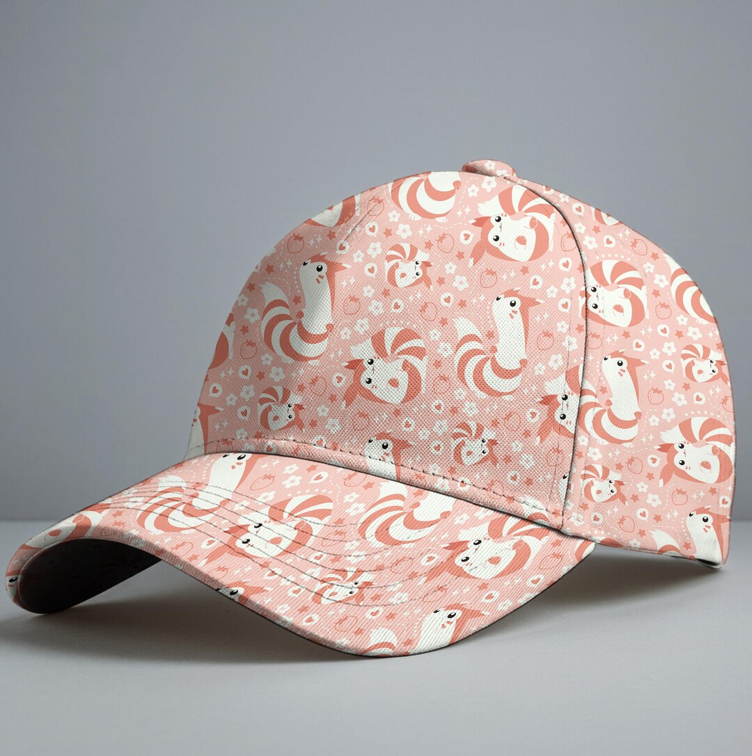 Furret Baseball Cap, Cute Pink Ferret Pattern Hat, Soft Pastel ...