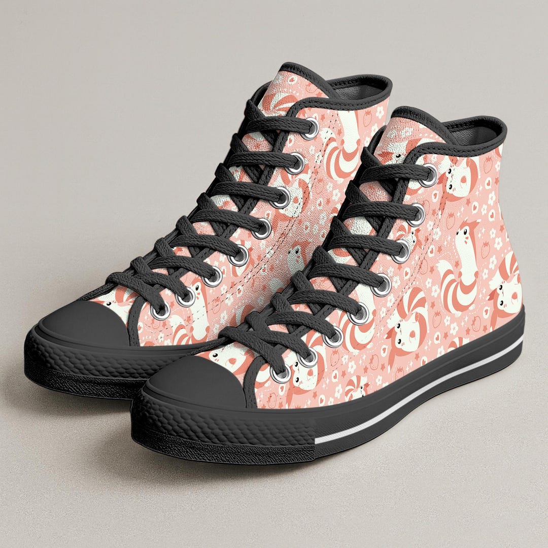 Furret High Top Canvas Shoes, Cute Pastel Ferret Sneakers, Handmade ...