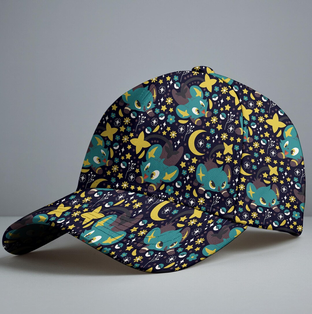 Shinx Baseball Cap, Cute Starry Night Pattern Hat, Moon and Flower ...