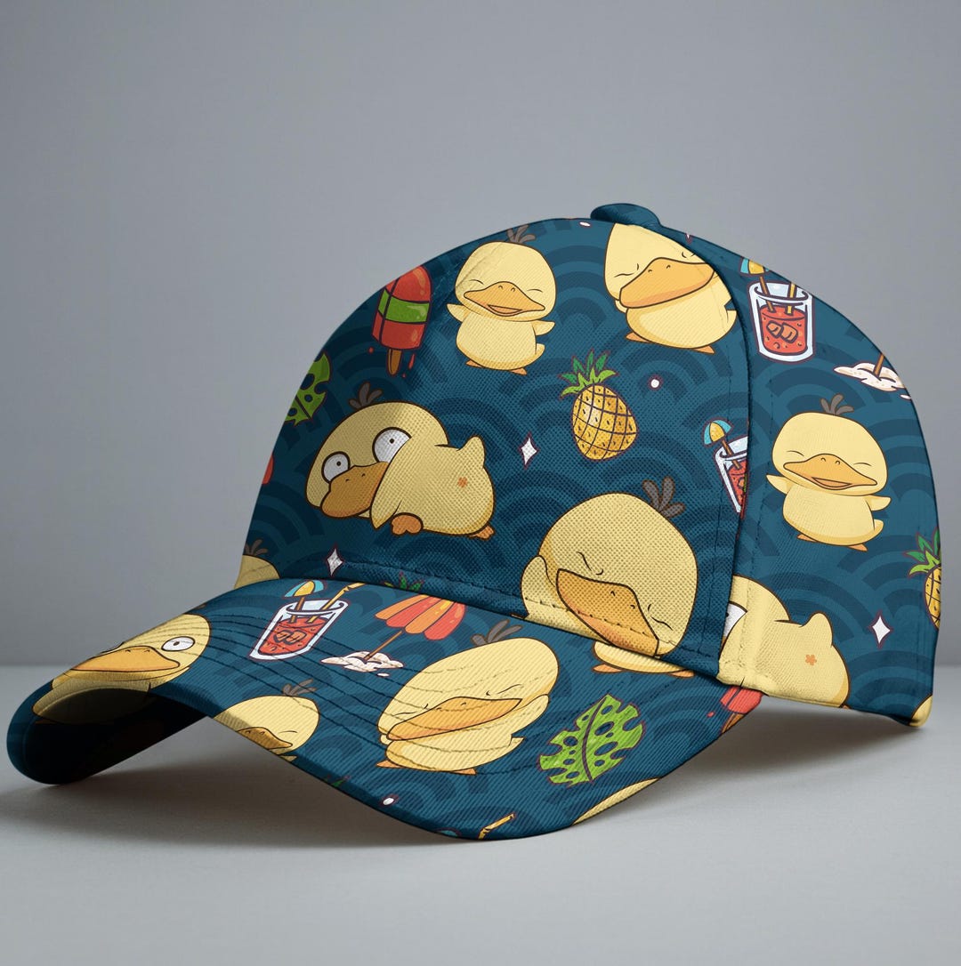 Psyduck Baseball Cap, Funny Yellow Duck Pattern Hat, Cute Summer Beach ...