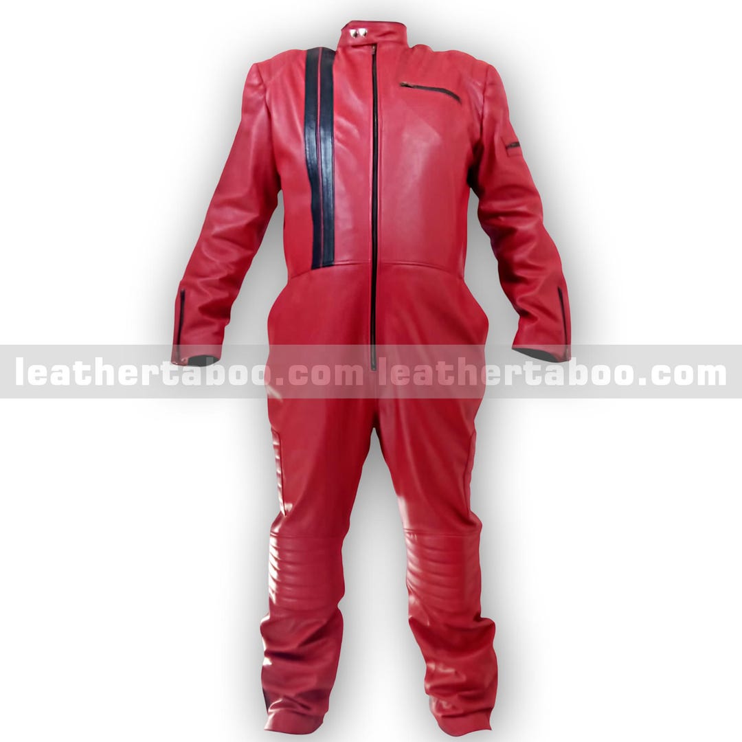 Red Sheepskin Leather Jumpsuit: Men's Fashion Outerwear - Etsy