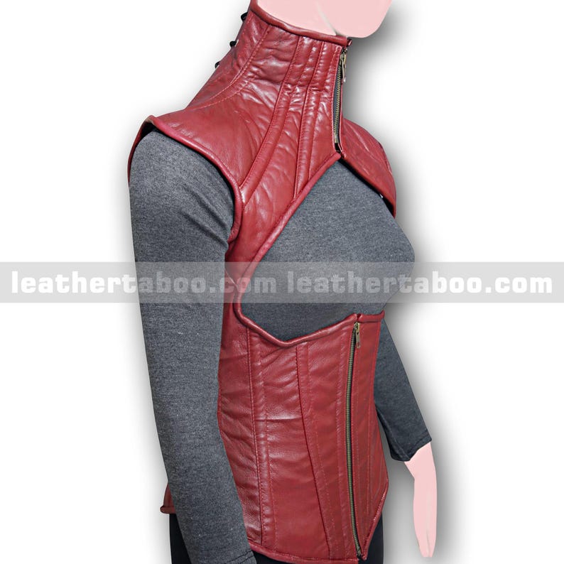 Women's Red Leather Corset Vest | Premium Sheepskin | Gothic Cosplay ...