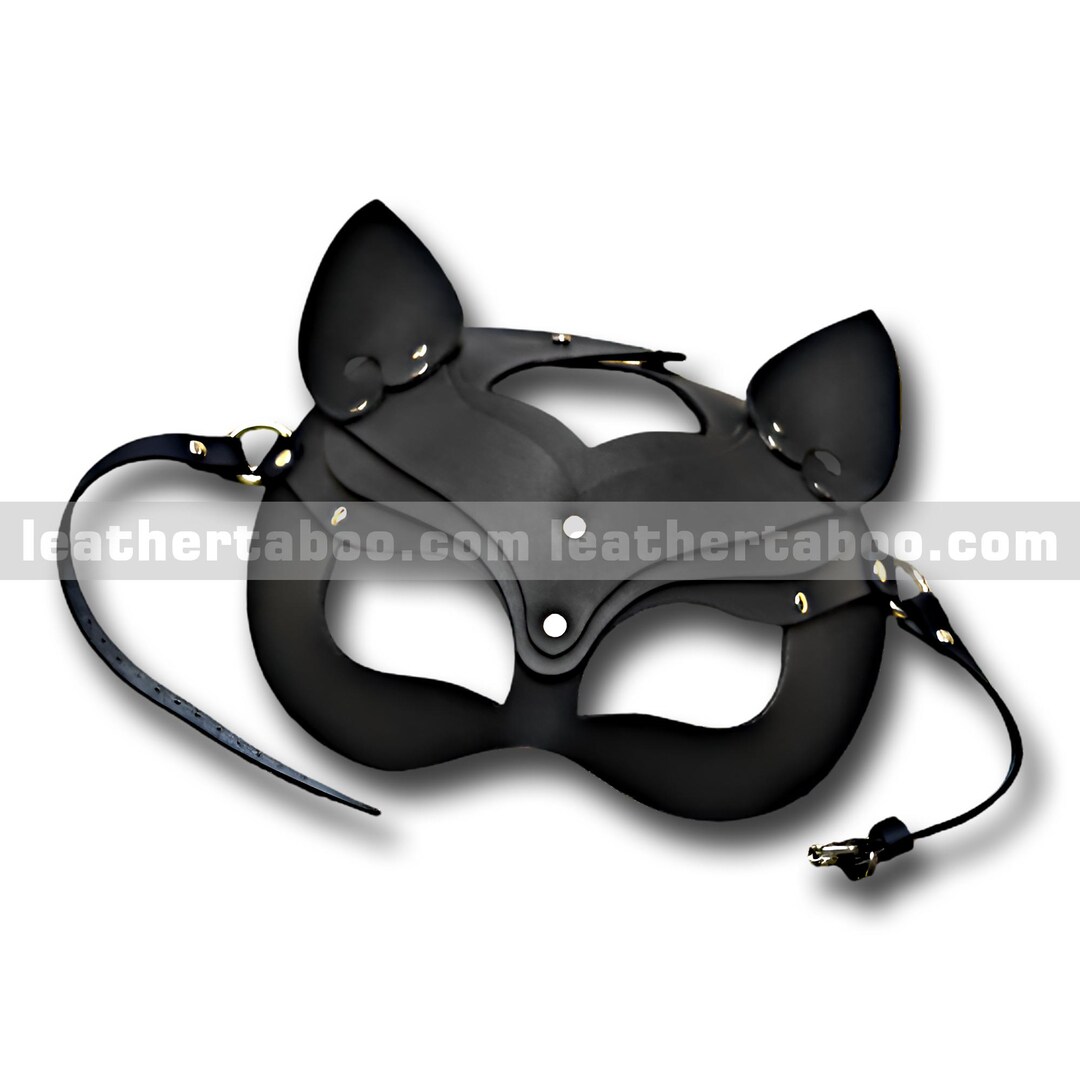 Black Leather Cat Ear Mask: Cosplay Costume Party Accessory - Etsy